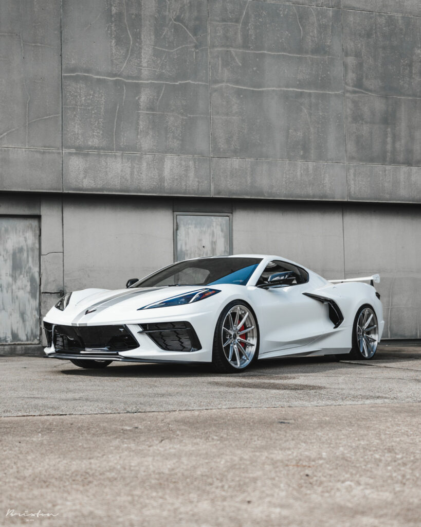 White Chevrolet Corvette C8 - Brixton Forged™