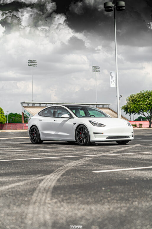 White Tesla Model 3 - Brixton Forged™