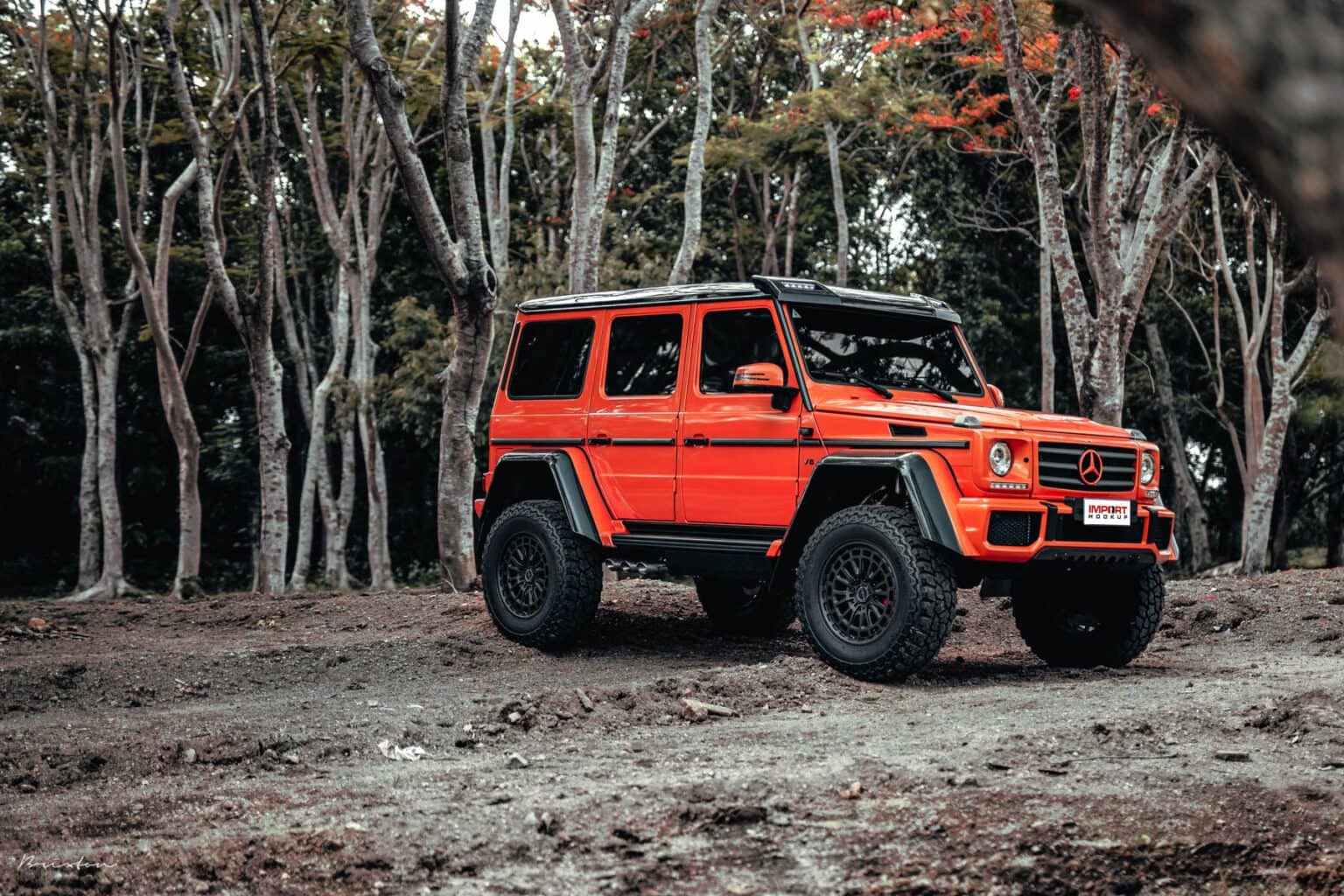 Orange Mercedes Benz G500 4x4² - Brixton Forged™
