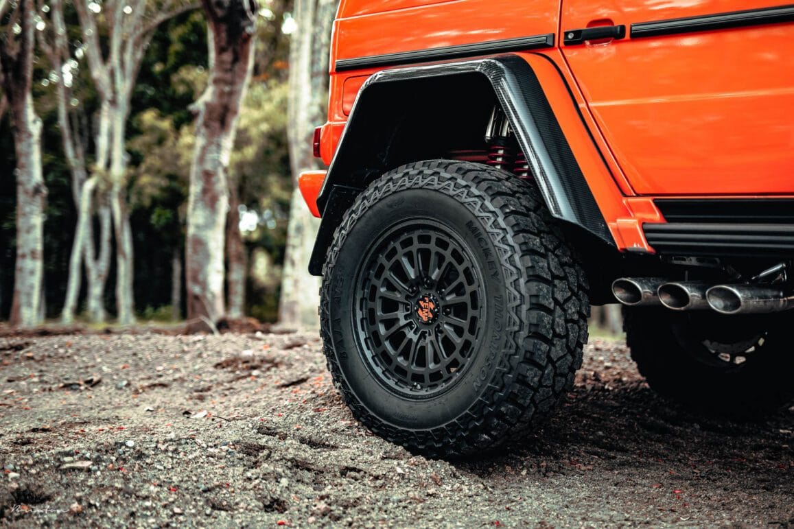Orange Mercedes Benz G500 4x4² - Brixton Forged™