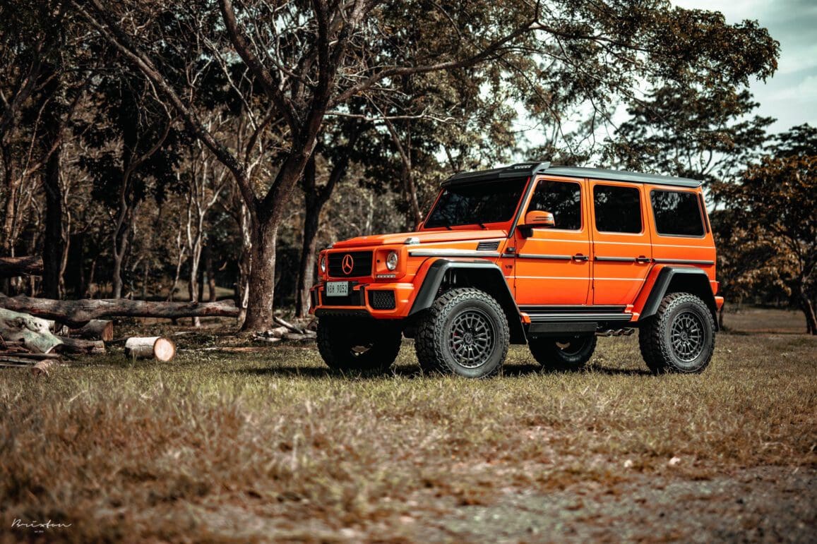 Orange Mercedes Benz G500 4x4² - Brixton Forged™