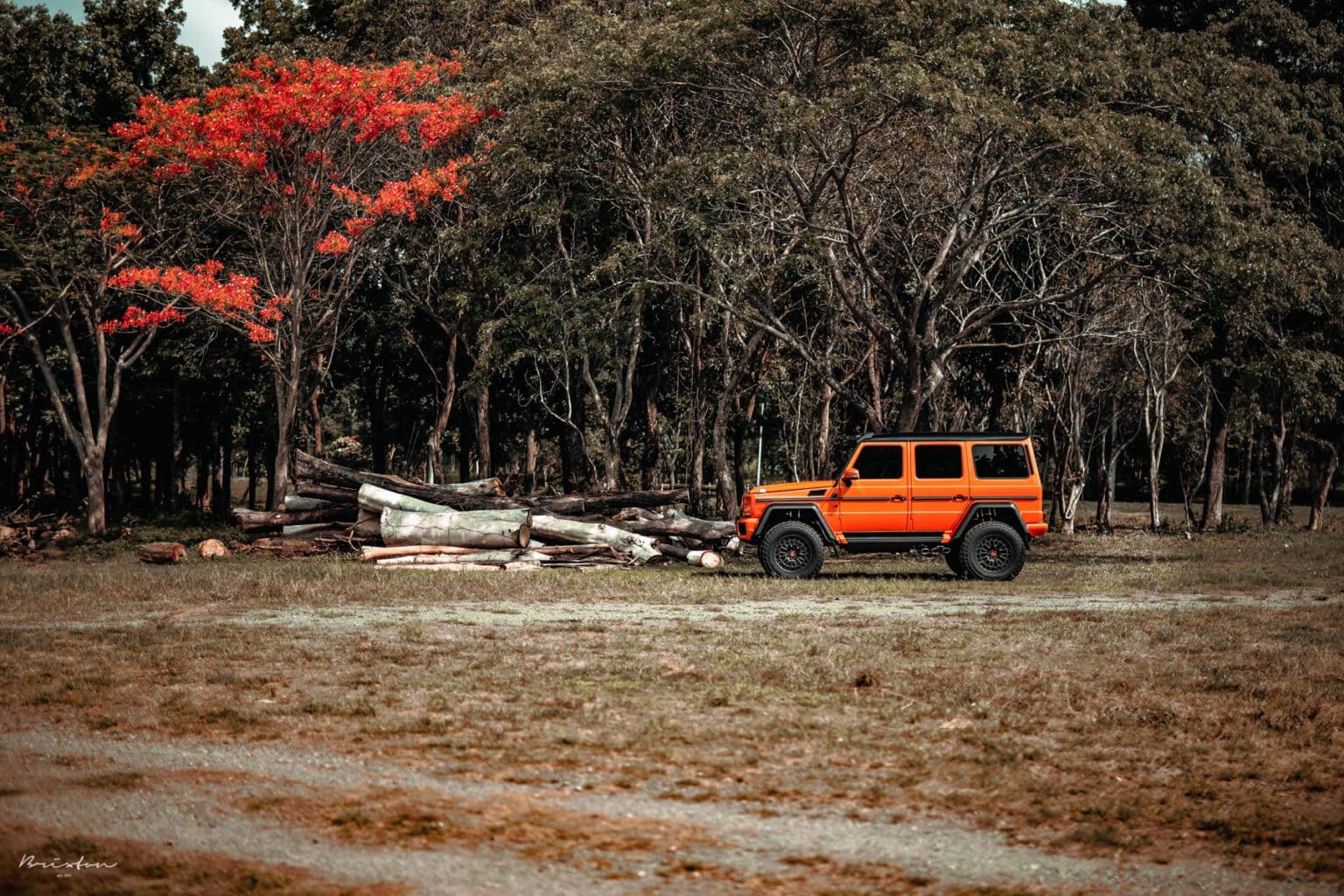 Orange Mercedes Benz G500 4x4² - Brixton Forged™
