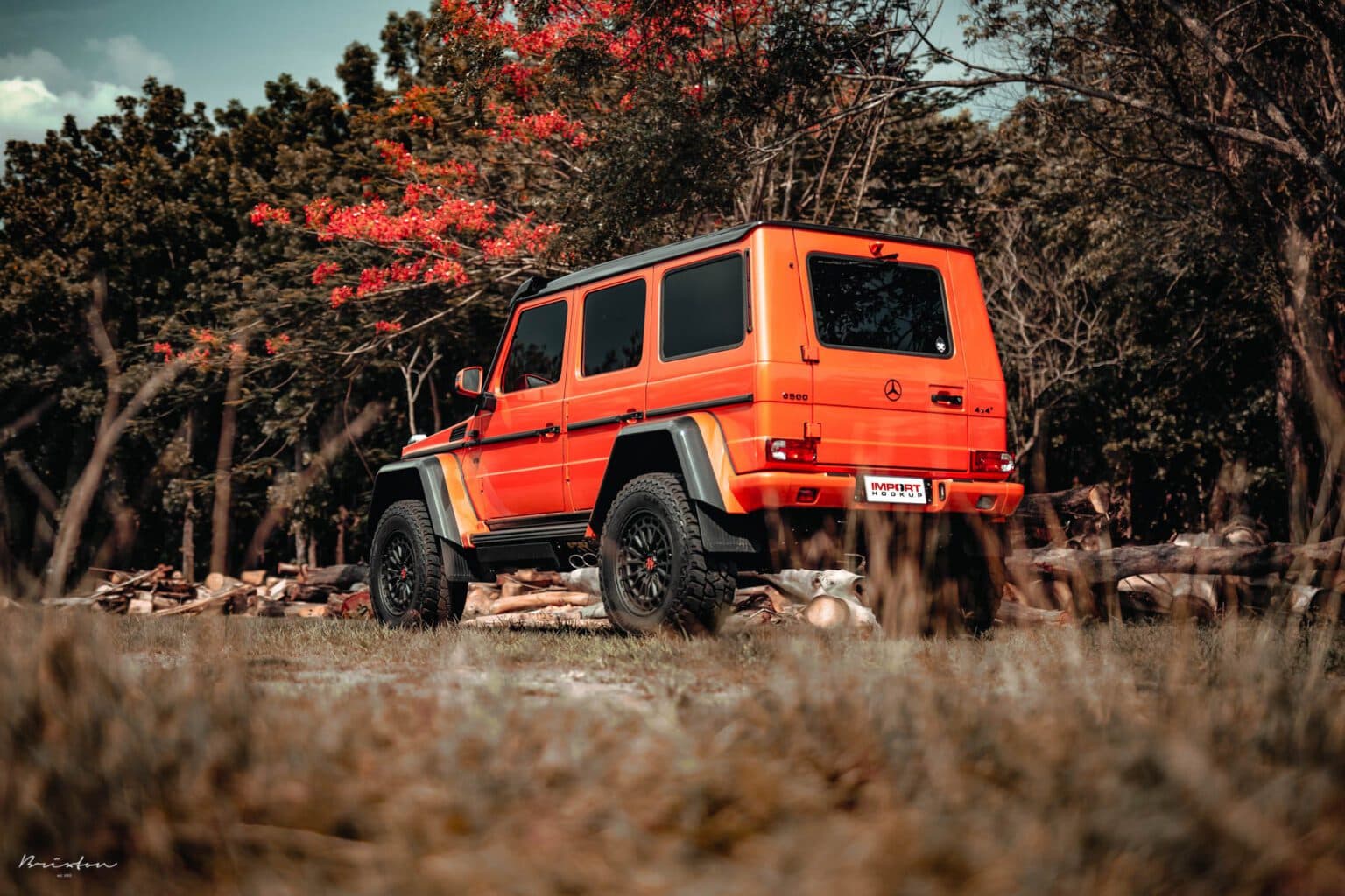 Orange Mercedes Benz G500 4x4² - Brixton Forged™