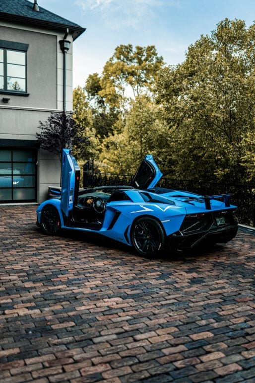 Blue Lamborghini Aventador SV Roadster - Brixton Forged™